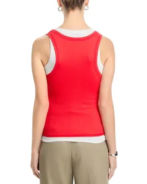 Aqua Double Layer Tank Top - Tomato/white