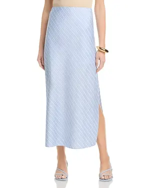 Aqua Stripe Slip Skirt - Blue/white