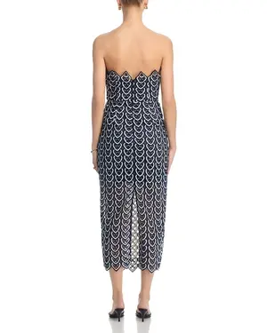 MILLY Kait Lace Midi Dress - Navy/white