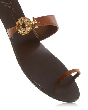 GIUSEPPE ZANOTTI Jaylen Embellished Sandals - Cuoio