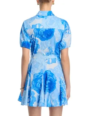 MILLY Juni Printed Poplin Dress - Blue Multi