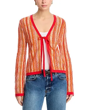 Ramy Brook Daniela Cardigan - Crimson Combo Stripe