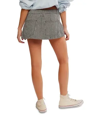 Free People Georgie Gingham Micro Skort - Black Combo