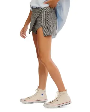 Free People Georgie Gingham Micro Skort - Black Combo