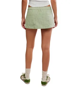 Free People Georgie Gingham Micro Skort - Green Combo