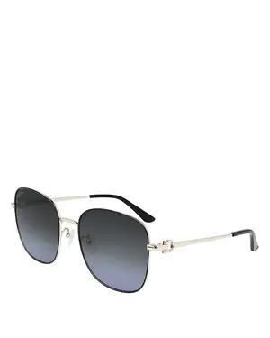 FERRAGAMO Metal Gancini Square Sunglasses, 60mm - Gold/black