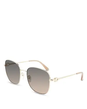 FERRAGAMO Metal Gancini Square Sunglasses, 60mm - Shiny Gold