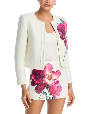 Alice + Olivia Landon Cropped Boxy Jacket - Empress Bloom White