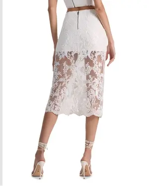 Alice + Olivia Medine Embellished Lace Midi Skirt
