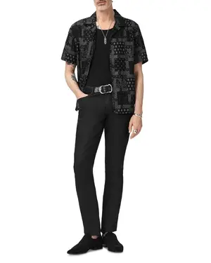John Varvatos Dan Short Sleeve Camp Shirt - Black