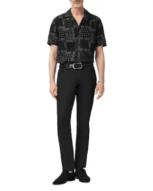 John Varvatos Dan Short Sleeve Camp Shirt - Black