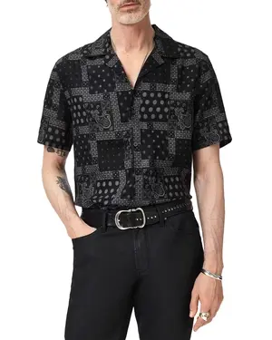 John Varvatos Dan Short Sleeve Camp Shirt - Black