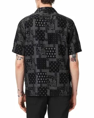 John Varvatos Dan Short Sleeve Camp Shirt - Black