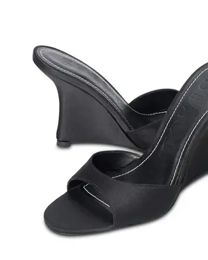 Staud Brigitte Satin High Heel Wedge Sandals