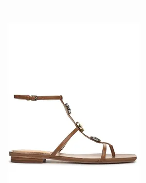 Veronica Beard Alba Decorated Leather Thong Sandals