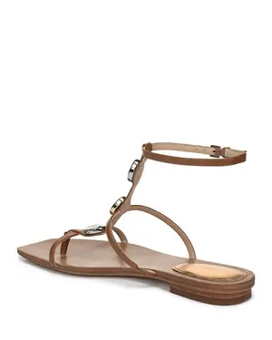 Veronica Beard Alba Decorated Leather Thong Sandals