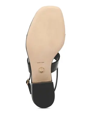 Veronica Beard Andie Leather Block Heel Thong Sandals - Black