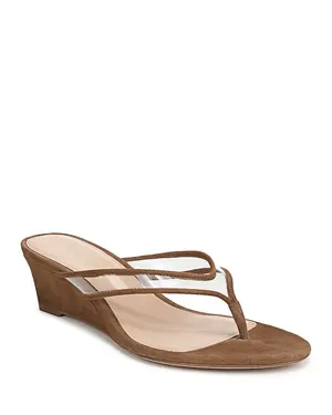 Veronica Beard Clea Wedge Sandals - Clear/chestnut