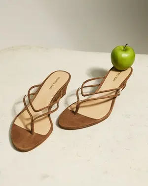 Veronica Beard Clea Wedge Sandals - Clear/chestnut