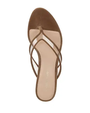 Veronica Beard Clea Wedge Sandals - Clear/chestnut