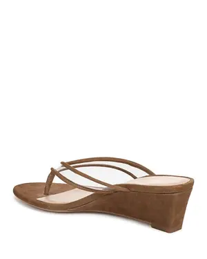Veronica Beard Clea Wedge Sandals - Clear/chestnut