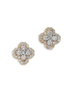 Bloomingdale'S Diamond Clover Stud Earrings - Gold
