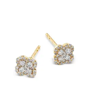 Bloomingdale'S Diamond Clover Stud Earrings