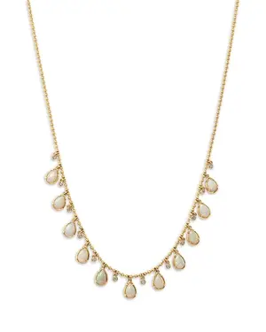Bloomingdale'S Opal And Diamond Dangle Necklace - Gold