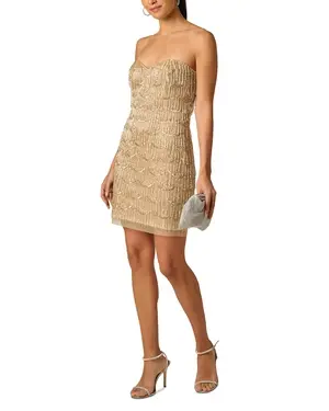 Adrianna Papell Beaded Strapless Mini Dress
