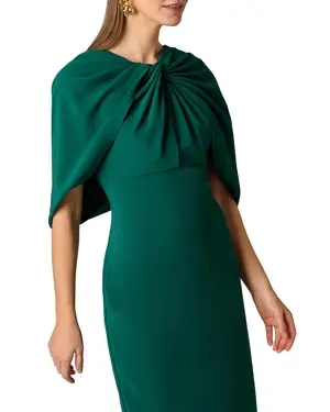 Aidan Mattox Crepe Cape Dress