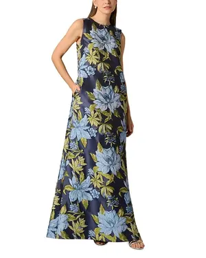 Aidan Mattox Floral Jacquard Trapeze Gown