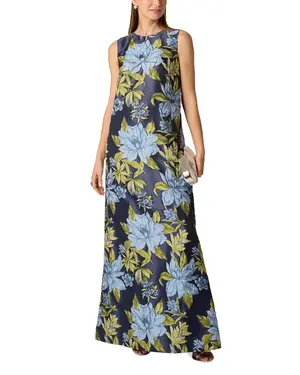 Aidan Mattox Floral Jacquard Trapeze Gown