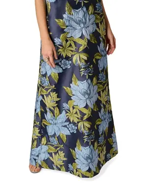 Aidan Mattox Floral Jacquard Trapeze Gown