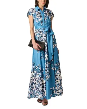 Aidan Mattox Printed Chiffon Long Dress