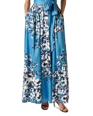 Aidan Mattox Printed Chiffon Long Dress