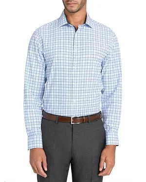 WRK Slim Fit Plaid Performance Dress Shirt - White/ Blue