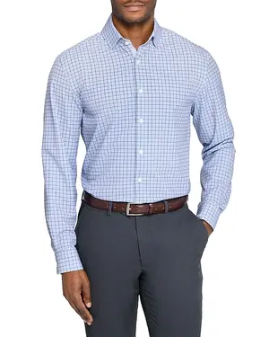 WRK Slim Fit Check Performance Dress Shirt - White/ Purple