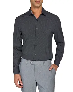 WRK Slim Fit Dot Performance Dress Shirt - Black