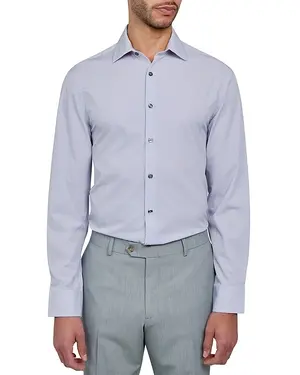 WRK Slim Fit Broken Stripe Performance Dress Shirt - White/ Grey