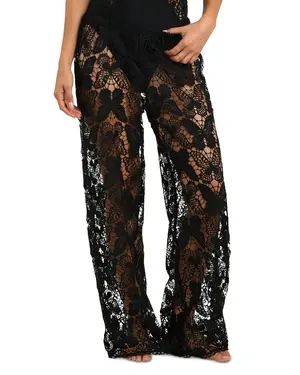 L'Agence Butterfly Crocheted Cover Up Pants - Black