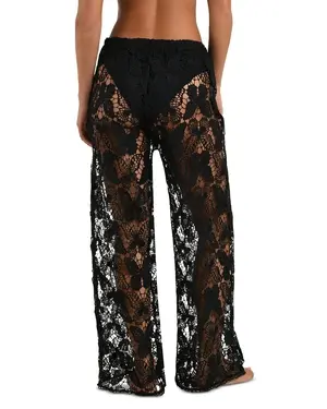 L'Agence Butterfly Crocheted Cover Up Pants - Black