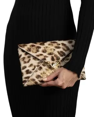 Alexis Bittar Leopard Print Calf Hair Envelope Clutch - Metallic Leopard