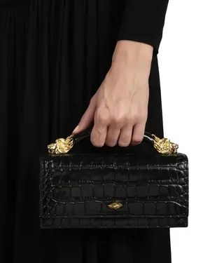 Alexis Bittar Lioness Embossed Leather Handbag - Black
