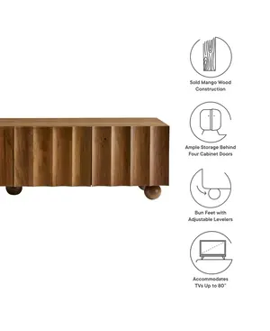 MODWAY Sorren Scalloped 71" Wood Tv Stand - Walnut