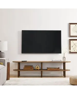 MODWAY Torus Oval Wood Tv Stand - Walnut