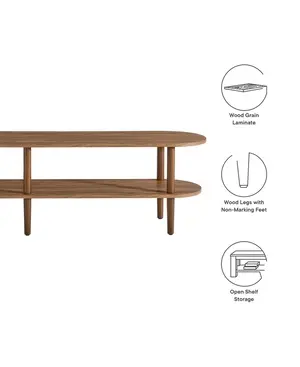 MODWAY Torus Oval Wood Tv Stand - Walnut