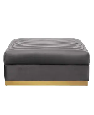 MODWAY Sanguine Channel Tufted Performance Velvet Modular Sectional Sofa Ottoman - Gray