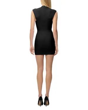 Herve Leger Bandage Mini Dress With Deep V-neck - Black