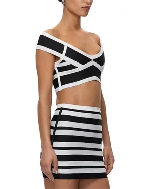 Herve Leger The Spotlight Crop Top - Black Alabaster