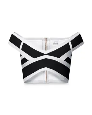 Herve Leger The Spotlight Crop Top - Black Alabaster